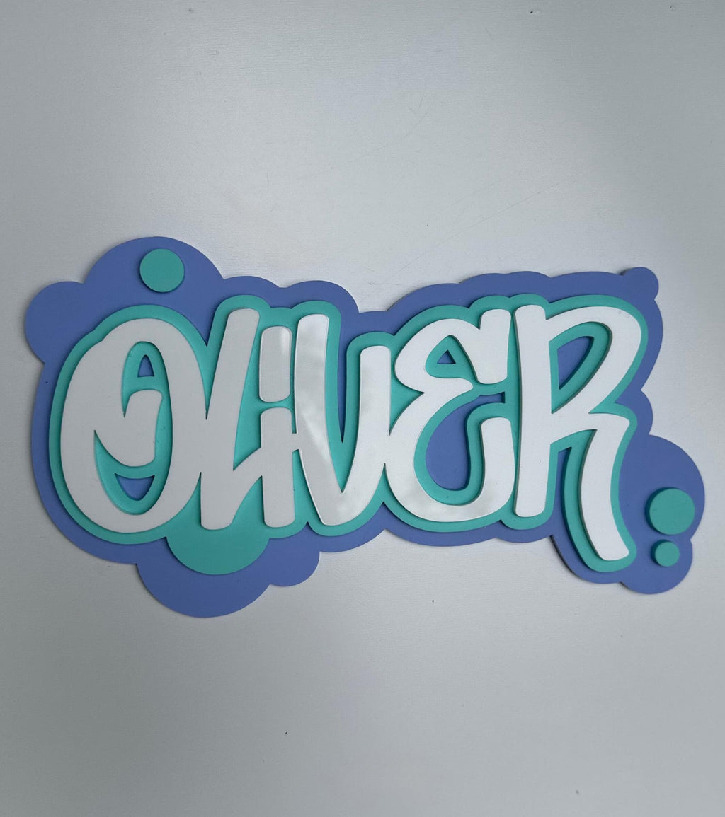 Graffiti name sign triple layer signage personalised wall decor colour ...